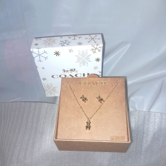 Coach | Accessories | New Coach Teddy Bear Necklace Earrings Set In ...